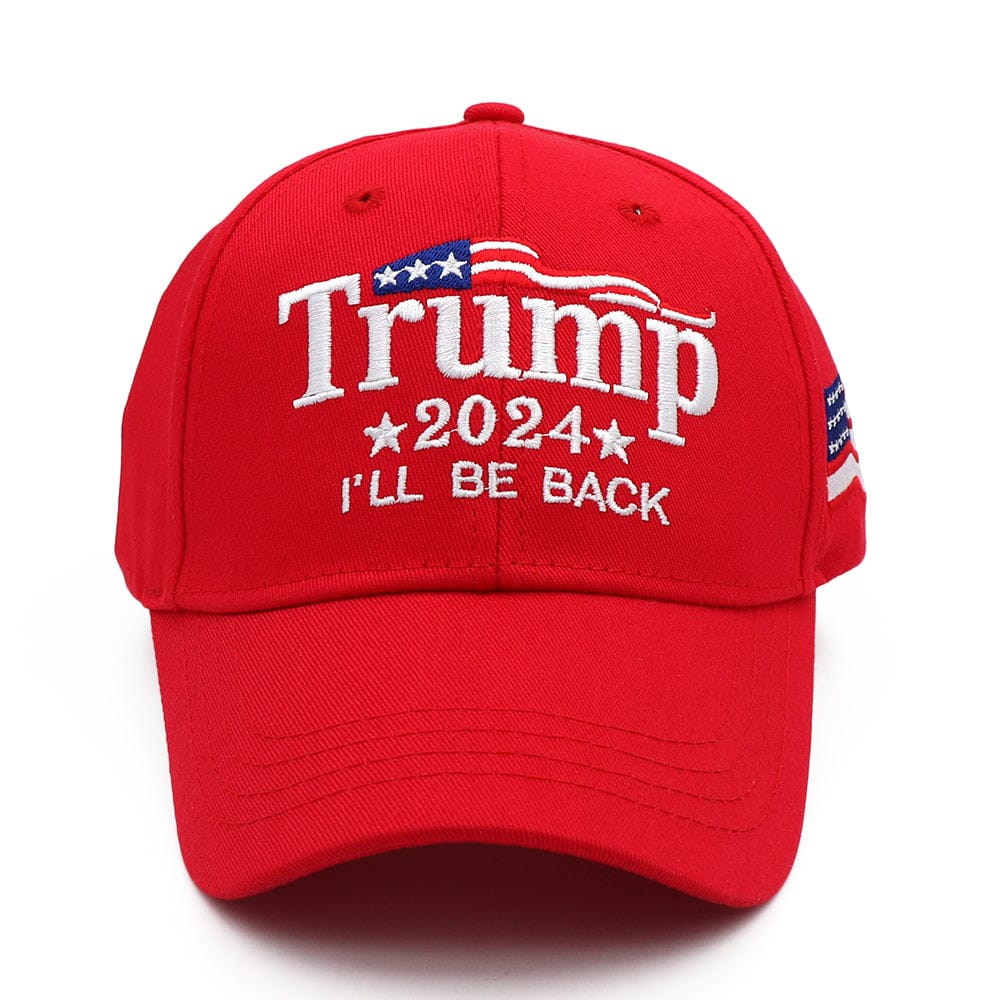 2024 "I'll Be Back" Patriotic Red Embroidered Cap – Republican Dogs